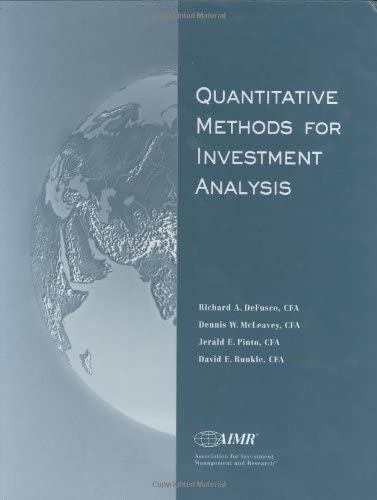 Quantitative Methods For Investment Analysis كتاب بواسطه ريتشارد ...